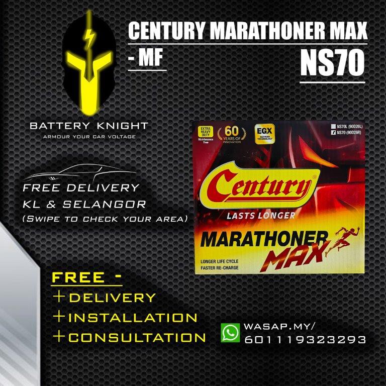NS70 NS70L Century Marathoner MAX MF Bateri Kereta Car Battery Honda ...