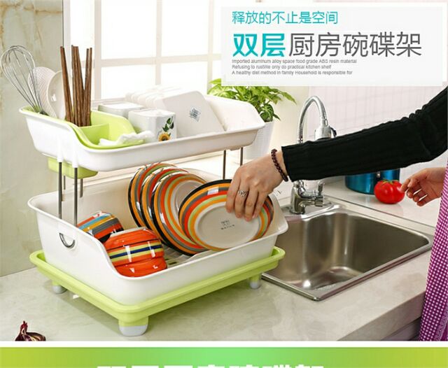 2 layer dish drainer rack / rak pinggan 2 tingkat | Shopee Malaysia