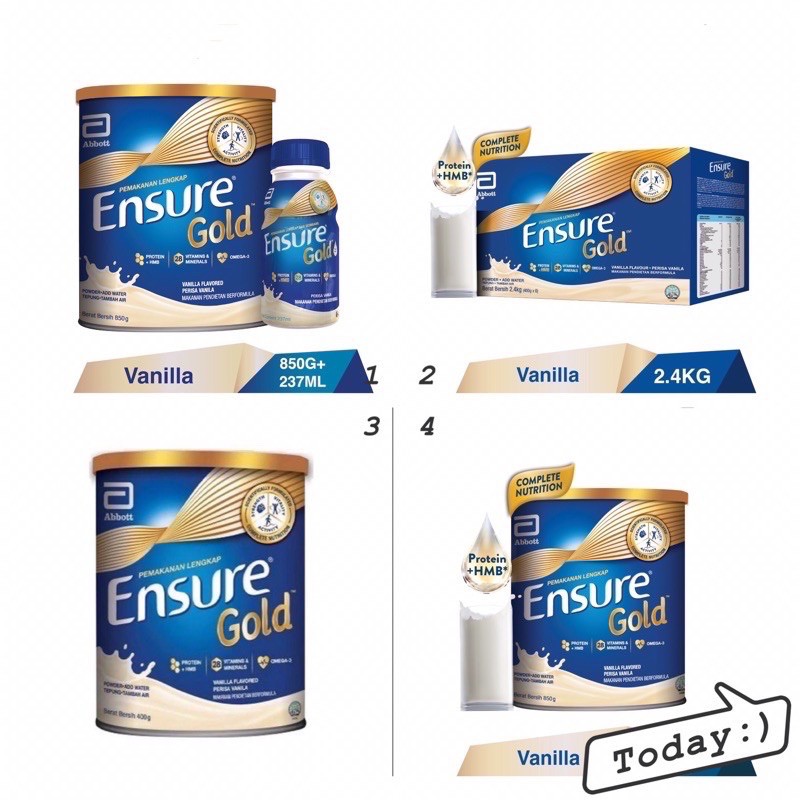 Ensure Gold - Vanilla/wheat/coffee 235ml/400g/850g/2.4kg | Shopee Malaysia