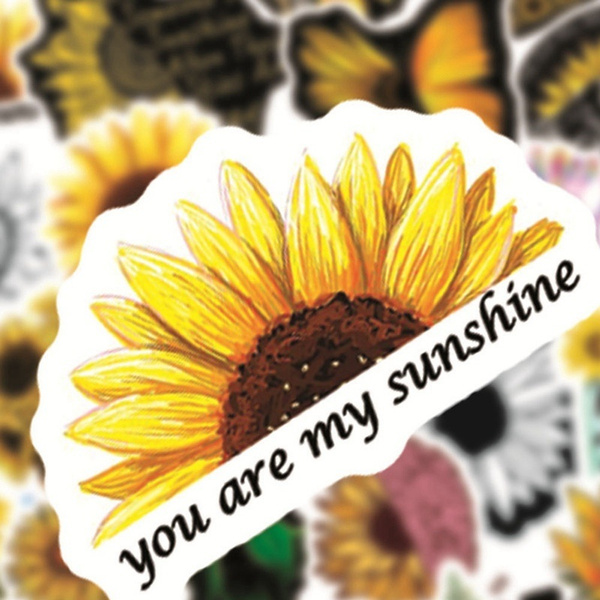 50PCS Sunflower You Are My Sunshine Stickers PVC Decal To DIY Scrapbook ...