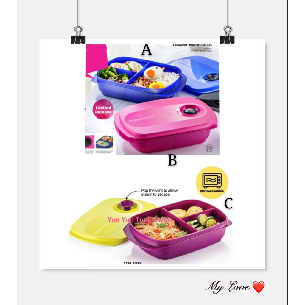Tupperware Reheatable Divided Lunch Box 1.0L / 1.25L | Shopee Malaysia