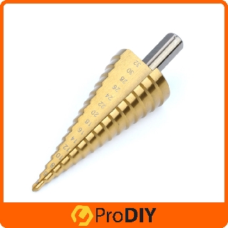 STEP DRILL BIT SET 4-32mm / 3-20mm 1/4 Inch Titanium Coated Hex Shank ...
