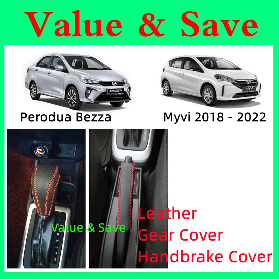Perodua Myvi Bezza Leather Gear Knob Cover Handbrake Cover Perodua ...