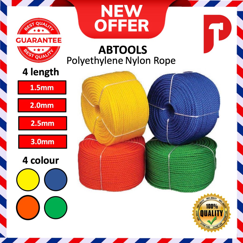 Polyethylene Nylon Rope 1.5mm,2mm,2.5mm,3mm All Colour | Shopee Malaysia