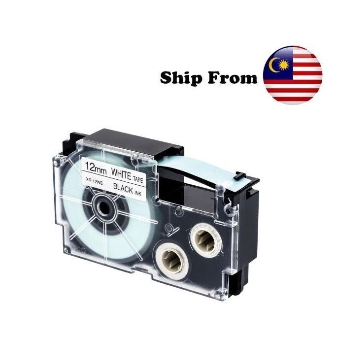 [ READY STOCK ] XR-12WE XR12WE Casio Compatible EZ XR Tape Label Printer Cartridge Sticker 12mm ...