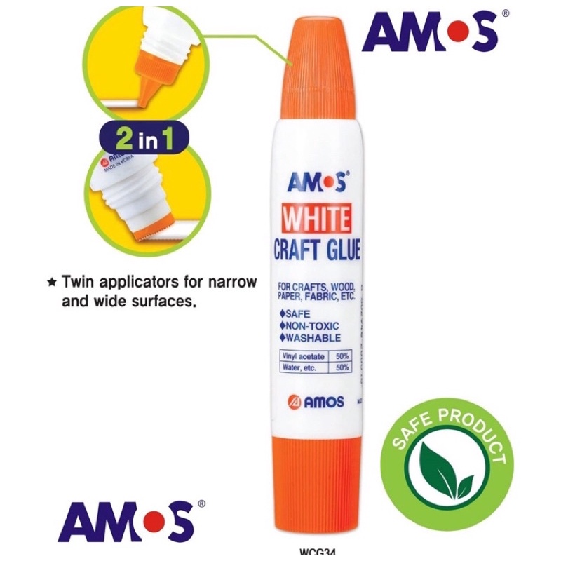 Korea AMOS - Twin Head Multi-Purpose White Craft Glue 34ml @cassandra8526 | Shopee Malaysia