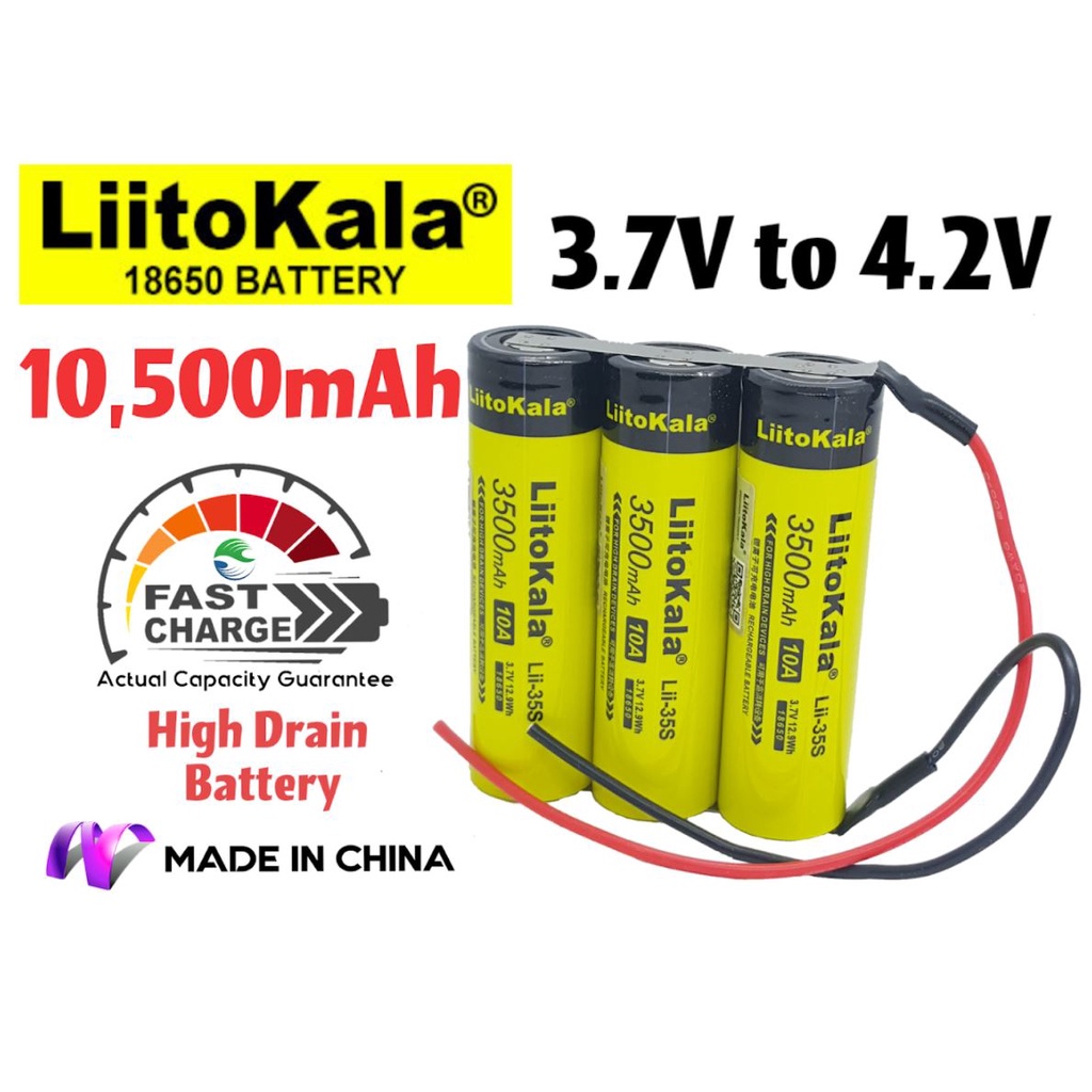 LiitoKala Lii 35S 18650 3.7V 4.2V 10500mAh 14000mAh Rechargeable ...