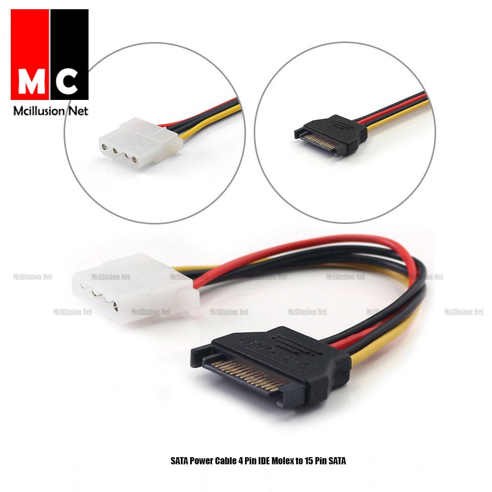 【ReadyStock】 SATA Power Cable 4 Pin IDE Molex to 15 Pin SATA | Shopee ...