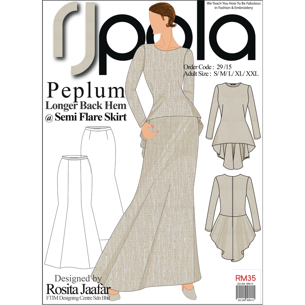 pola pakaian BLOUSE BACK PEPLUM29 RJPOLA rosita jaafar | Shopee Malaysia