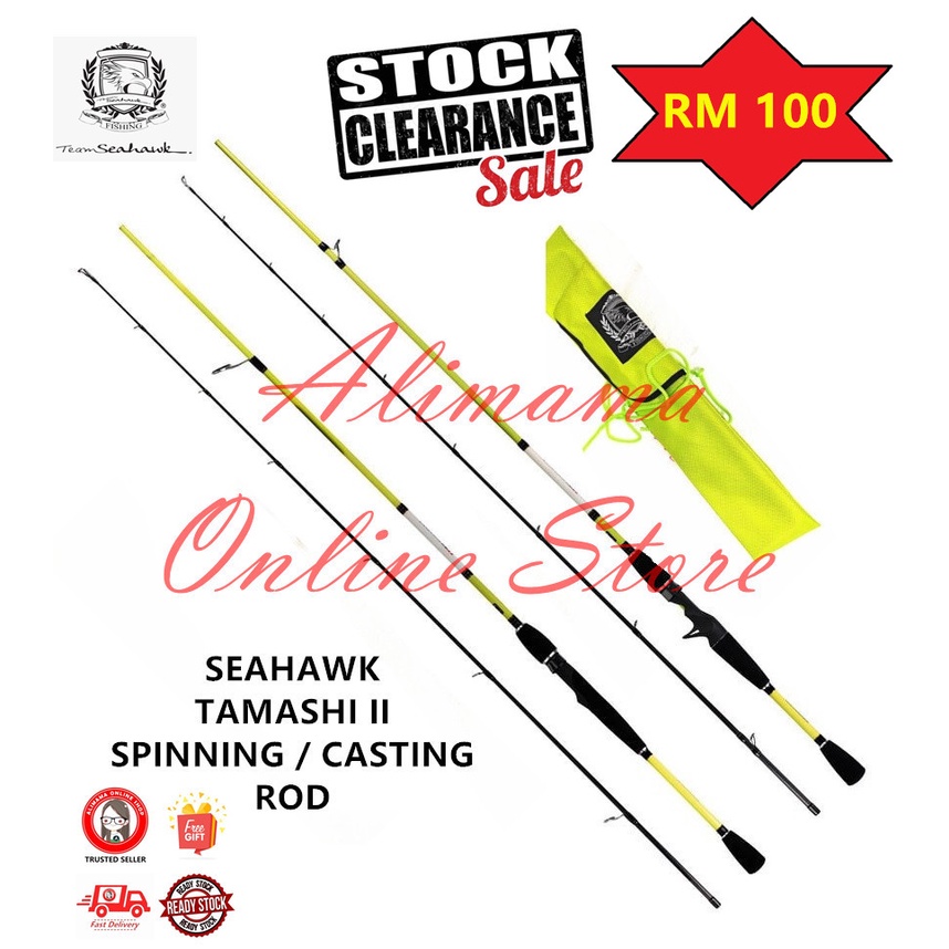CLEAR STOCK SEAHAWK TAMASHI II SPINNING / CASTING FISHING HIGHCARBON ...
