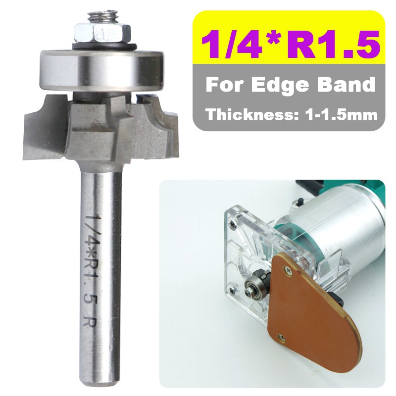 1/4 inch Shank Edge Band Trimming Bit R1/1.5/2/3 Milling Cutter With ...