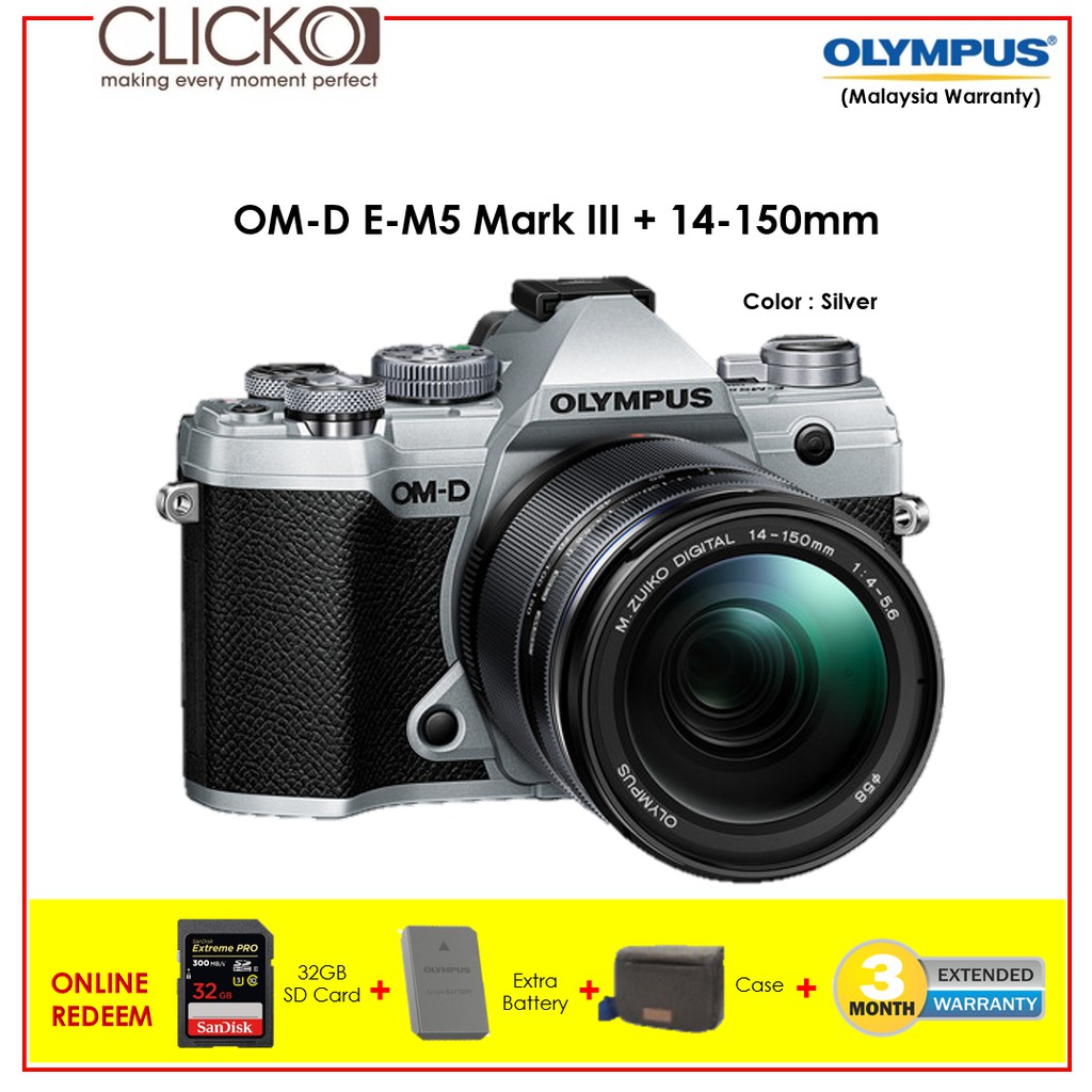 Olympus OM-D E-M5 Mark III / EM5 MARK III / EM5 M3 SILVER + 14-150mm ...