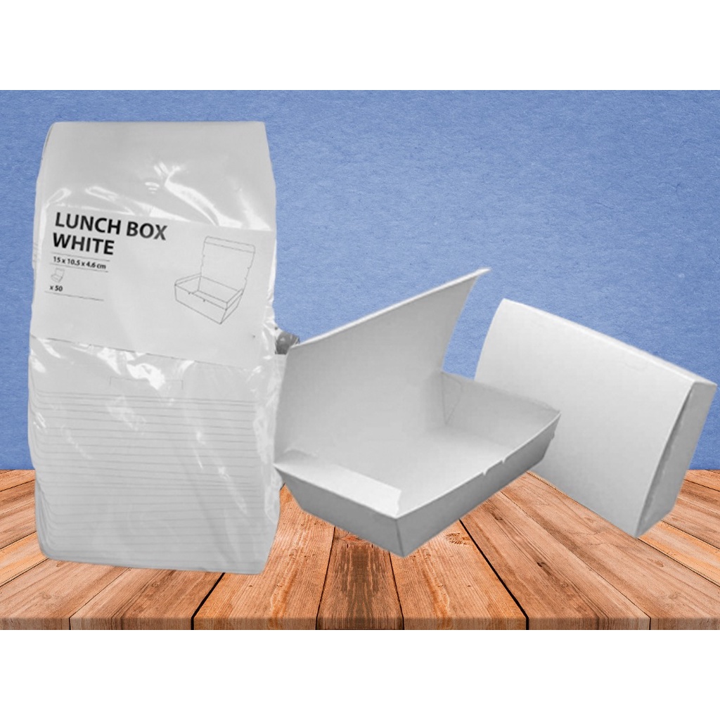 50PCS Premium Disposable Paper Lunch Box / Takeaway Food Packaging ...