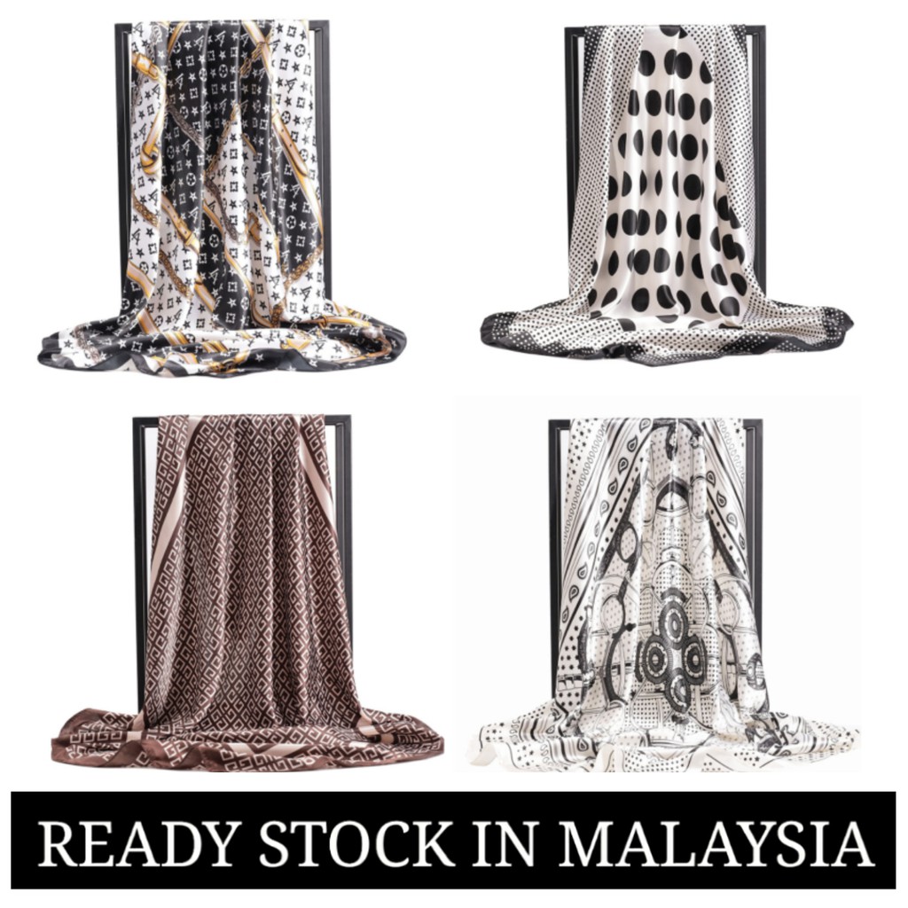 90cm x 90cm Tudung Bawal Pattern Hijab Satin Bawal Pattern Printed ...