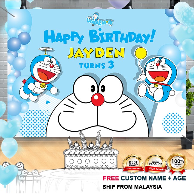 Birthday Banner / Birthday Backdrop / Hari Jadi - Doraemon | Shopee ...