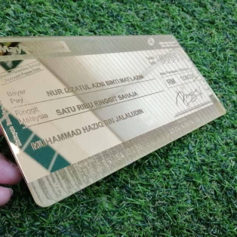 REPLIKA MOCKUP CHEQUE HANTARAN PERKAHWINAN / ACRYLIC SILVER ENGRAVING ...