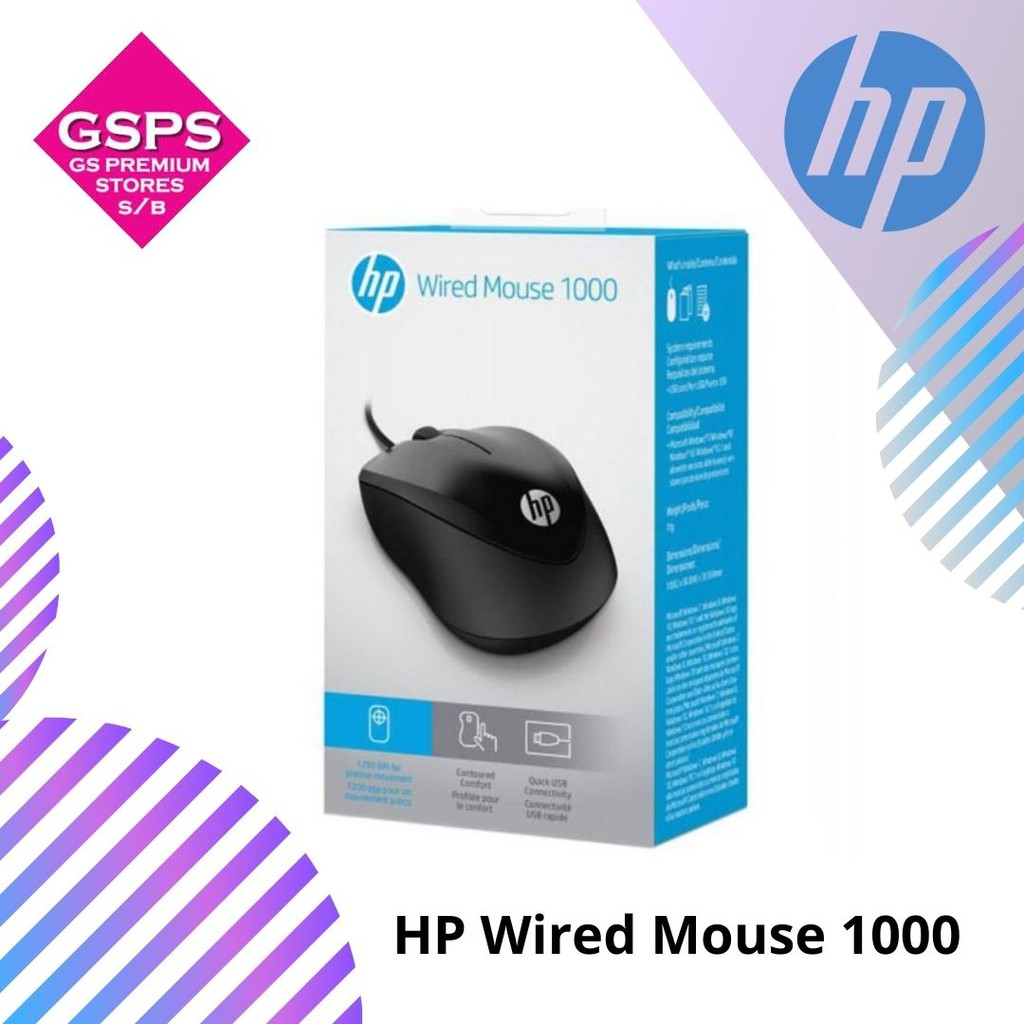 HP Wired Mouse 1000 (Black) | Shopee Malaysia