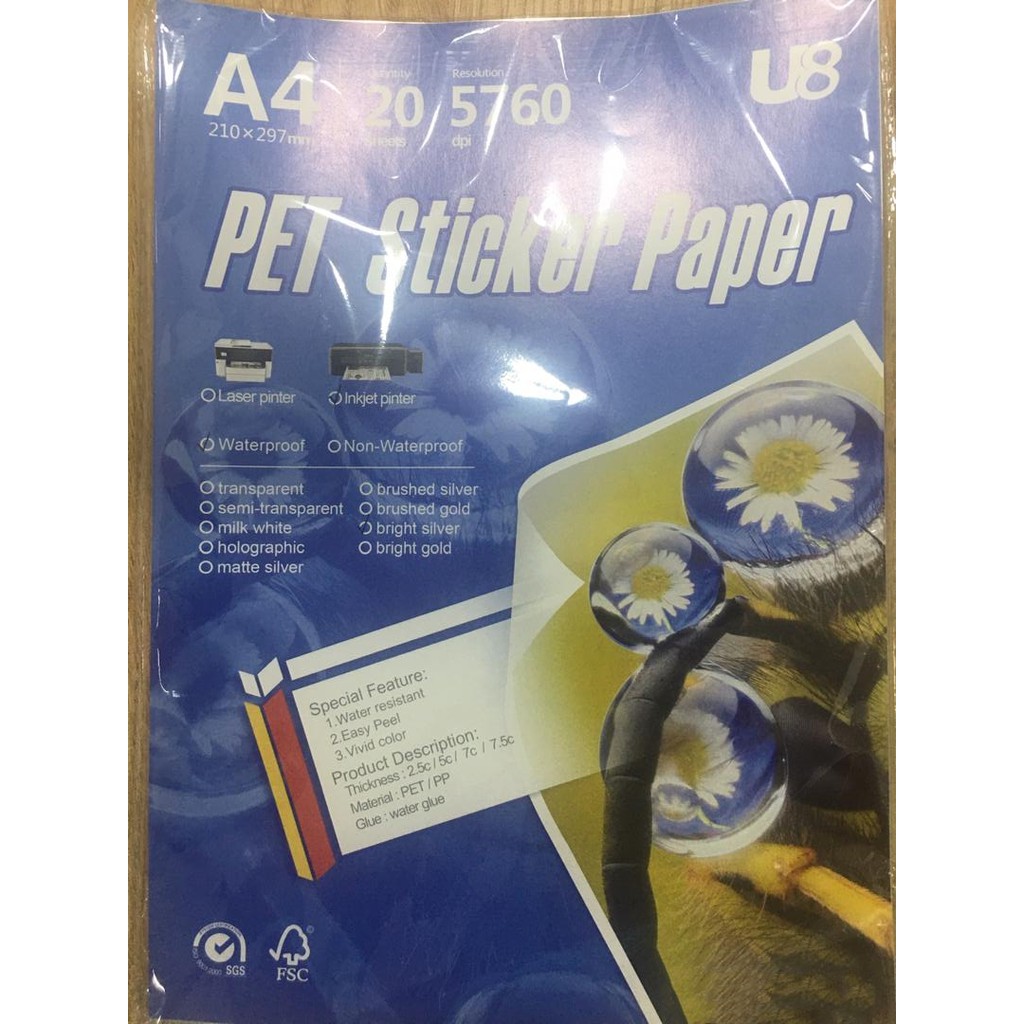 U8 Pet Sticker Paper ( Bright Silver ) | Shopee Malaysia