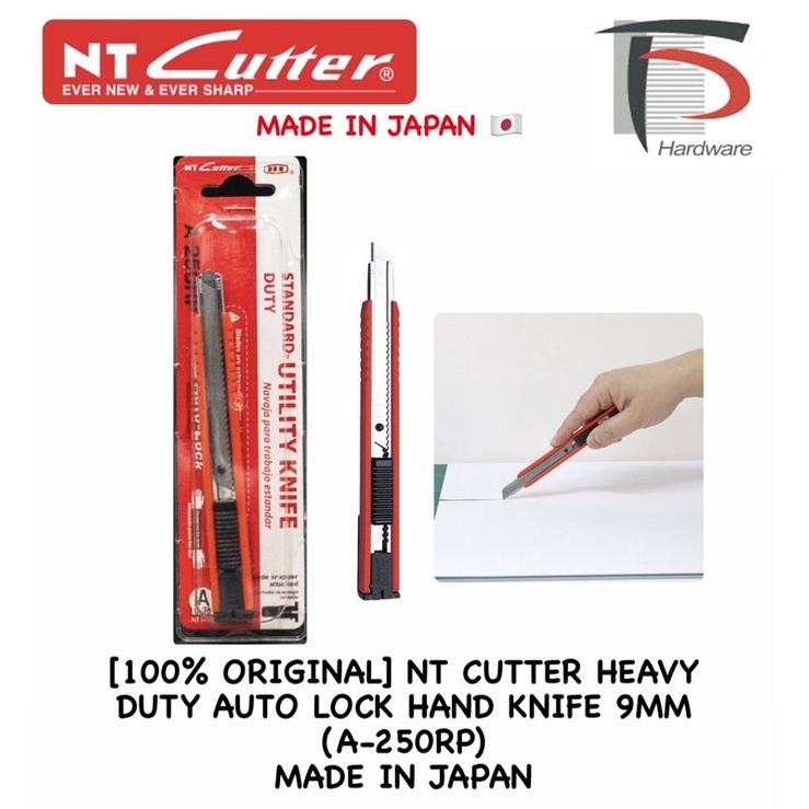 [100% ORIGINAL] NT CUTTER HEAVY DUTY AUTO LOCK HAND KNIFE 9MM (A-250RP ...