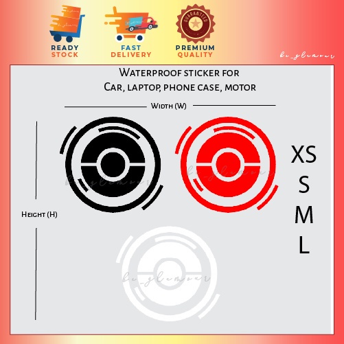 Pokemon go pokestop logo sticker reflective stiker kereta car helmet ...