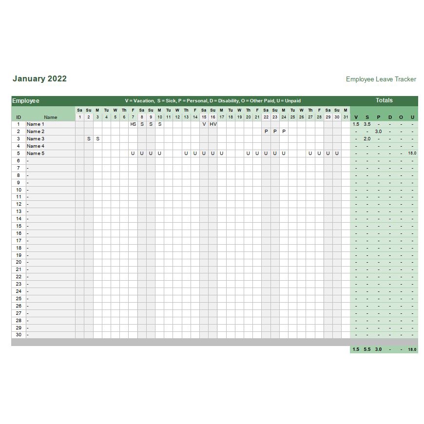 [#24] Employee Leave Schedule Tracker Excel Template / Template Excel ...