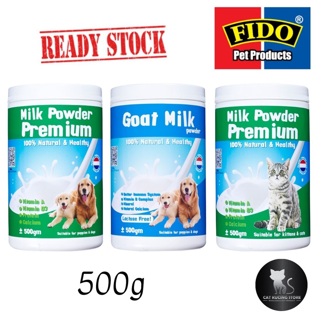 FIDO Premium Cat & Dog Milk Powder 500gm / Pet Goat Milk Powder Susu ...