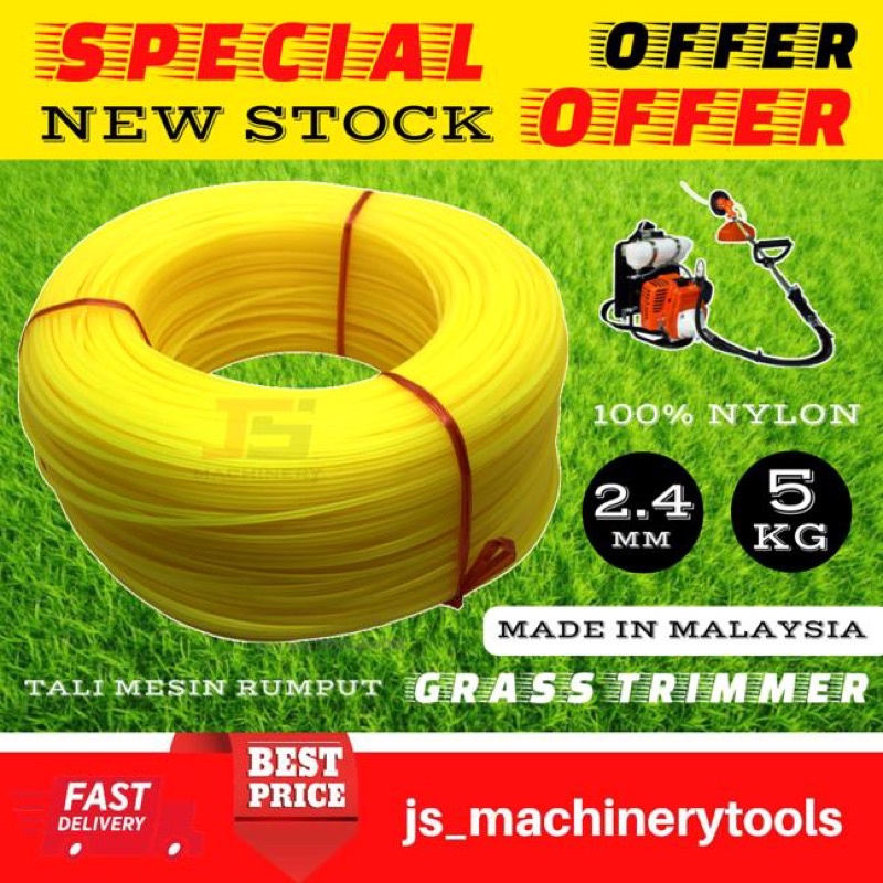 Tali mesin rumput 2.4mm 5KG Grass Trimmer Line 100% Nylon for Grass Cutting | Shopee Malaysia