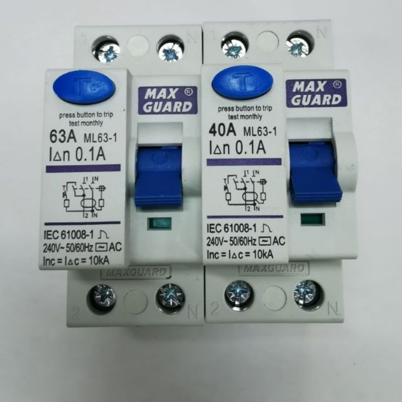SALE!! Maxguard 2 Pole 40A/63A 100mA RCCB/ELCB Residual Current Circuit Breakers | Shopee Malaysia
