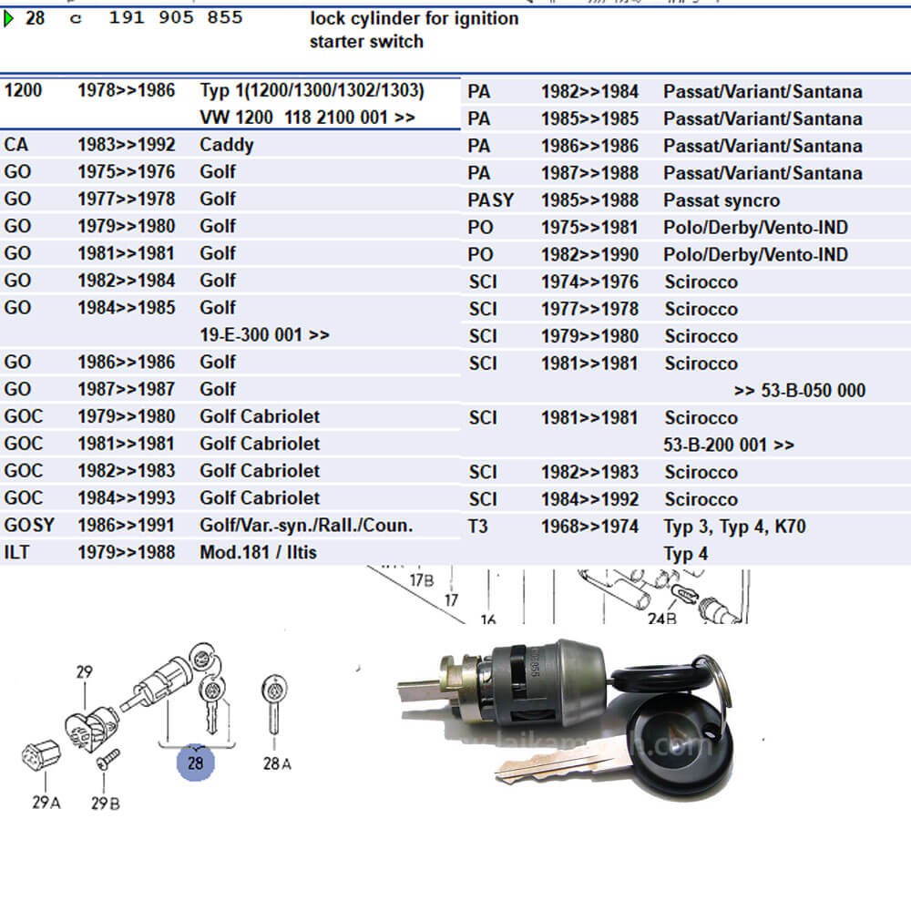 VW Ignition Lock Cylinder With Key | Shopee Malaysia