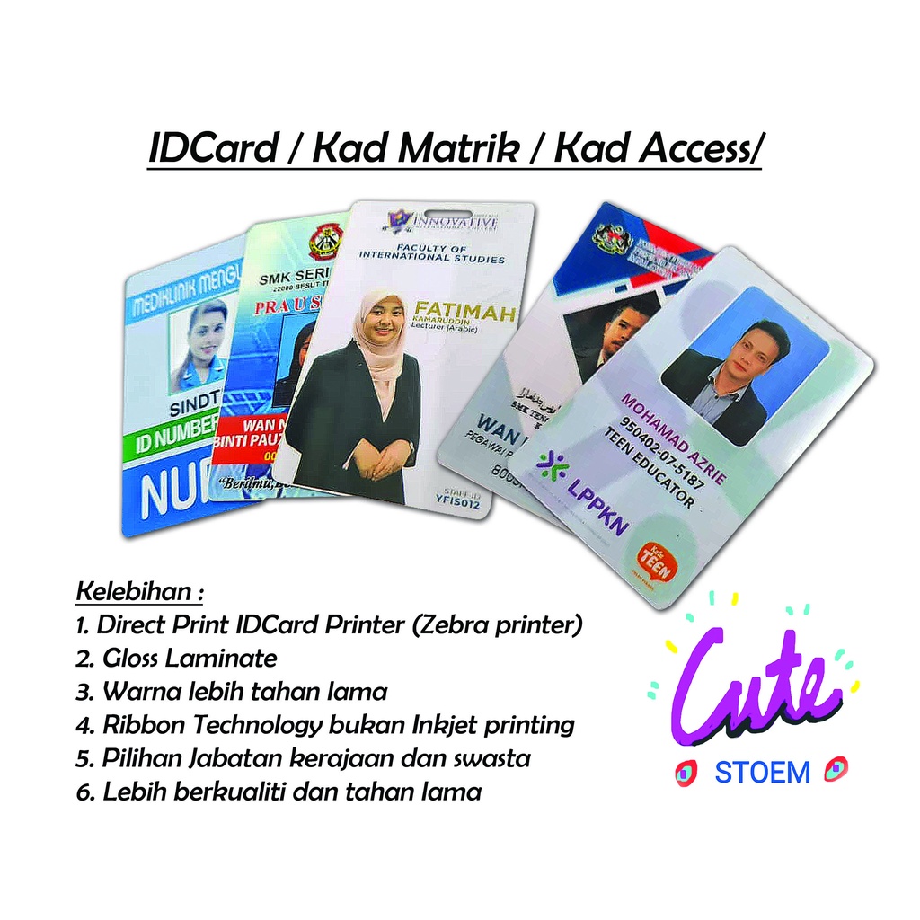 PVC IDCARD / KAD MATRIK STUDENT / KAD JABATAN | Shopee Malaysia