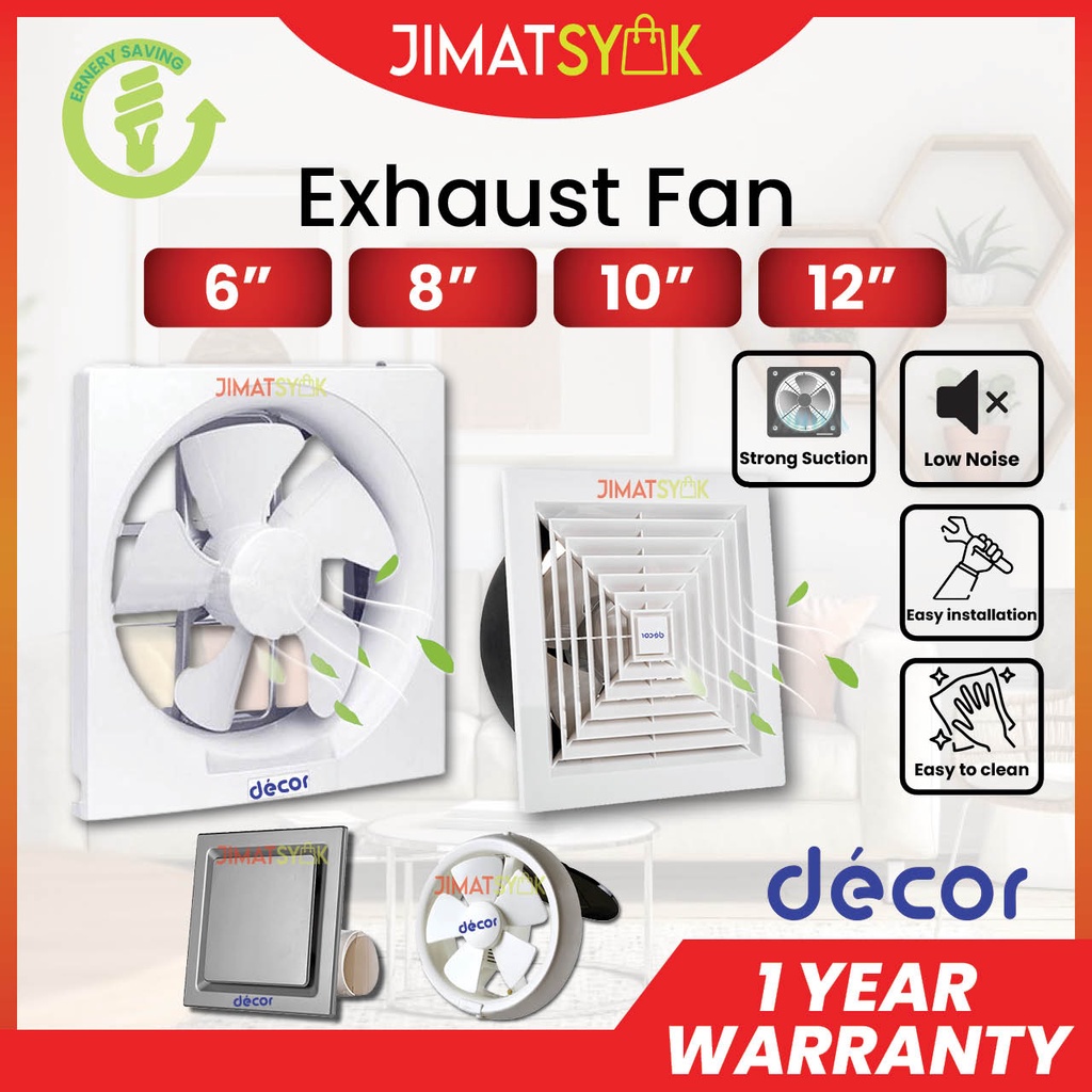 DECOR Exhaust Fan Ventilation Fan Ceiling Exhaust Wall Fan Kitchen Air ...
