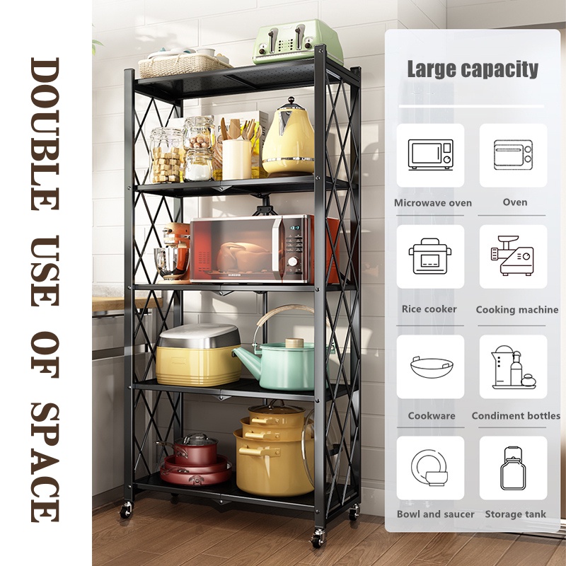 Foldable Storage Rack With Wheel Rak Dapur Rak Kabinet Dapur Rak ...