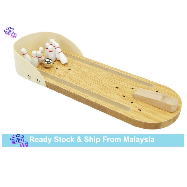 Classic Miniature Bowling Alley Game Wooden Mini Bowling Set Desktop ...