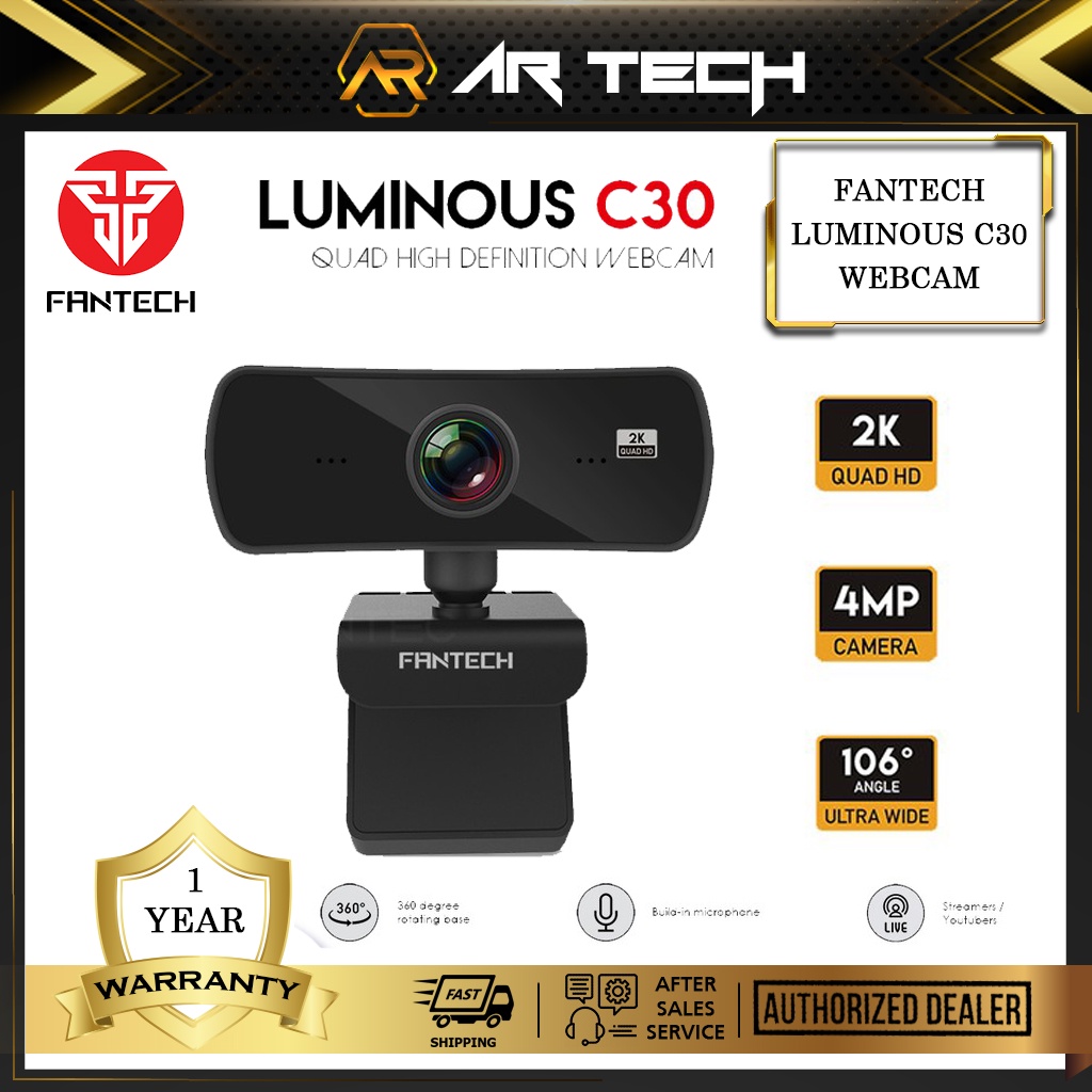 FANTECH LUMINOUS C30 QUAD HIGH DEF 1440P 2K QUAD HD USB Web Camera ...