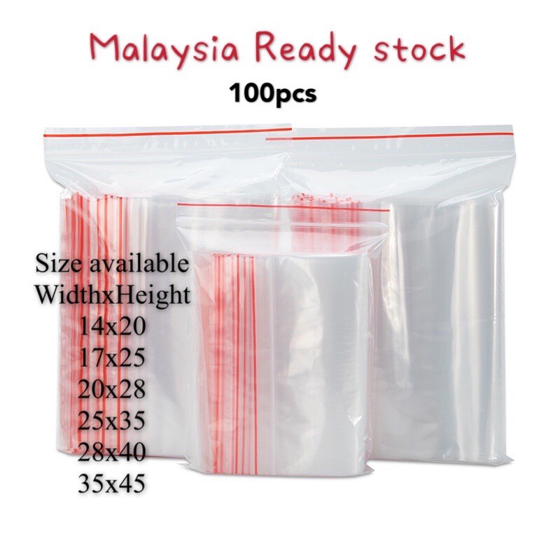 100pieces - Plastic Zipper Bag / Zip Lock Bag / Zip Bag /Transparent ...