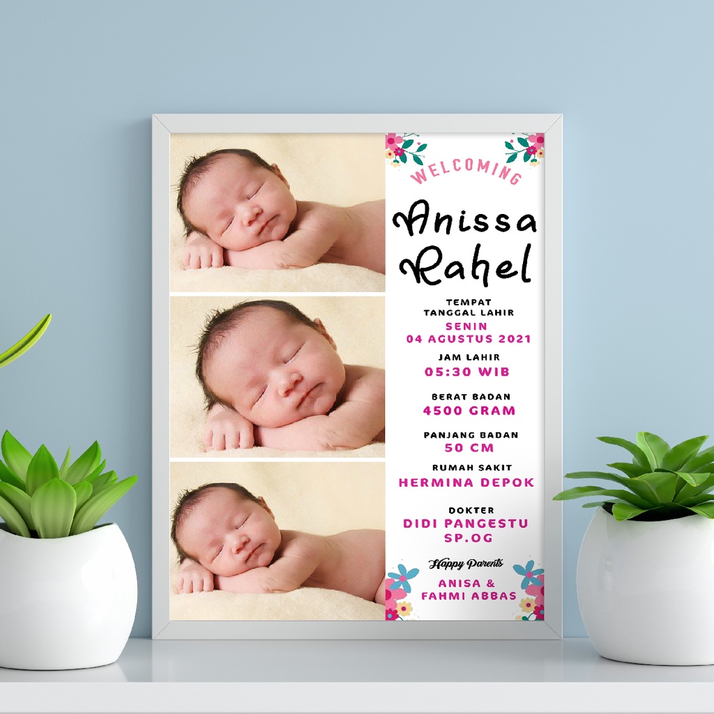 Print Baby BIODATA Frame Print / Baby BIODATA Print A4 / BIODATA ...
