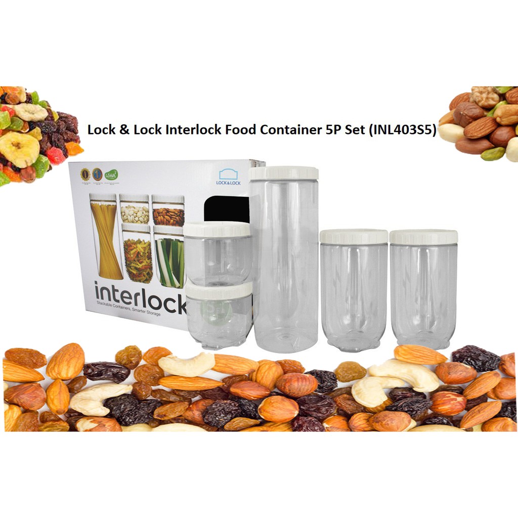 LocknLock Interlock Wide Type Round Stackable Container 5 Pcs Set ...