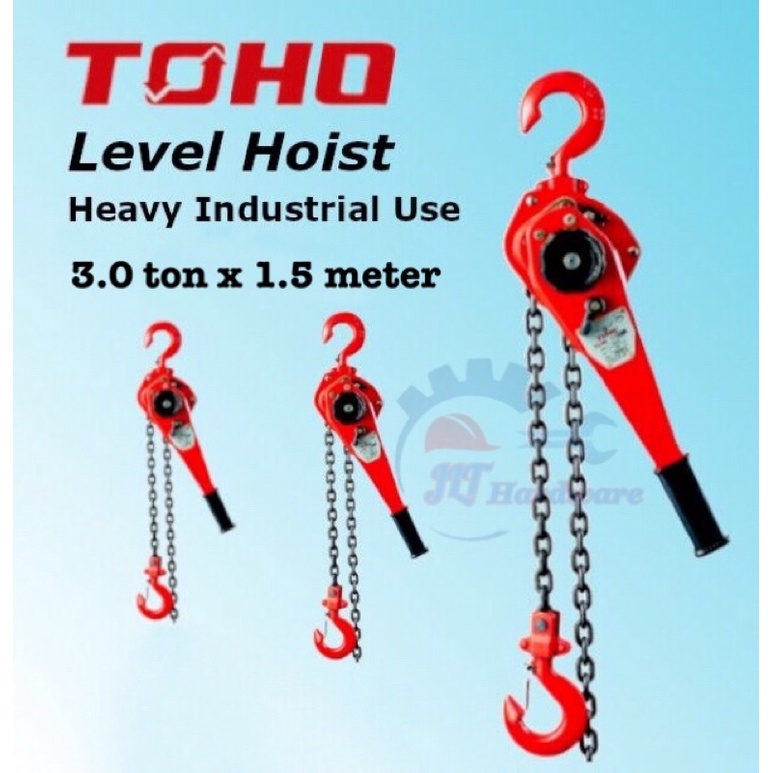 TOHO 3.0 Ton X 1.5 Meter Manual Heavy Duty Lever Block / Ratchet Puller Hoist / Lever Hoist 3Ton ...