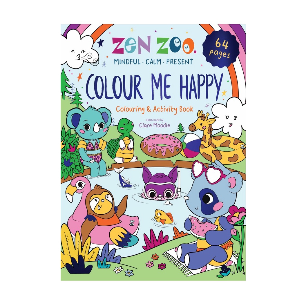 Animals Happy Colouring Zen Zoo Book Learning Mindfulness Through ...