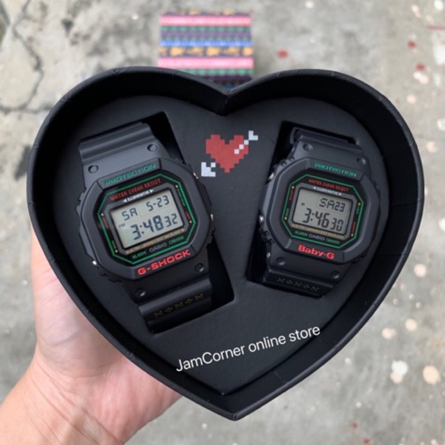 100% original CASIO G-SHOCK & BABY-G LOV-19B-1 COUPLE SET decorated ...