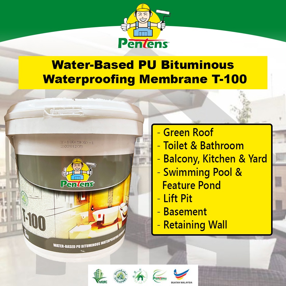 20KG PENTENS T-100 WATER-BASED PU BITUMINOUS WATERPROOFING MEMBRANE ...