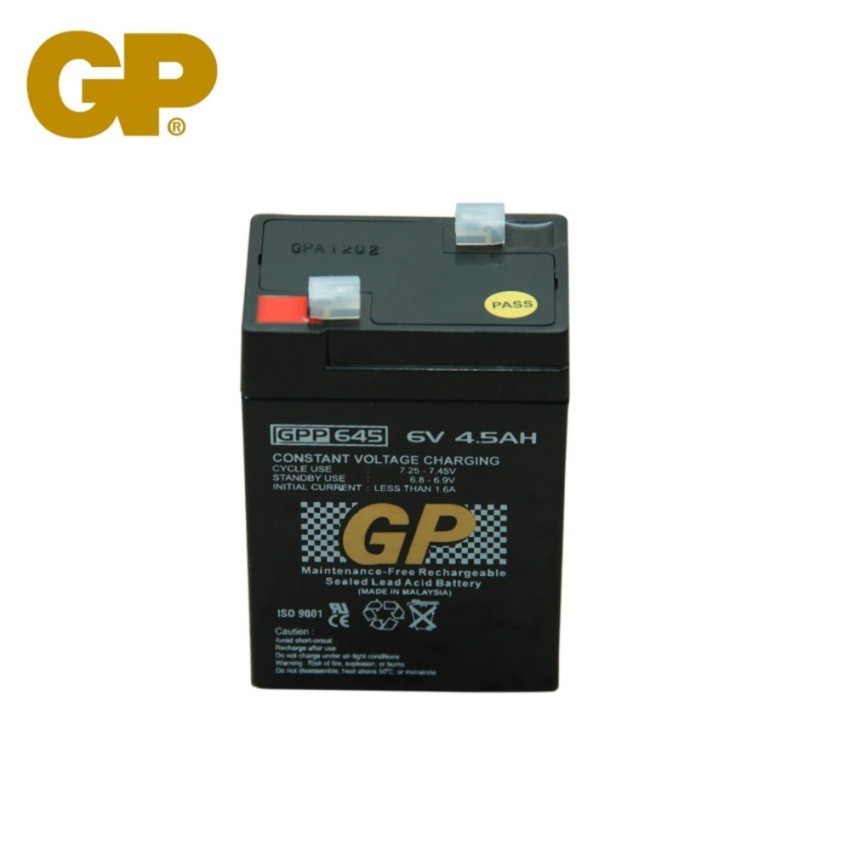 GENUINE GP 6V 4.5Ah Rechargeable Sealed Lead Acid Battery - GPP645 ...
