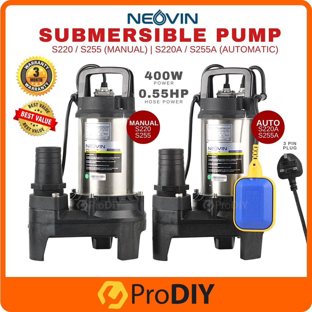 NEOVIN 150W 400W 0.2HP 0.55HP Sewage Submersible Water Pump Automatic ...