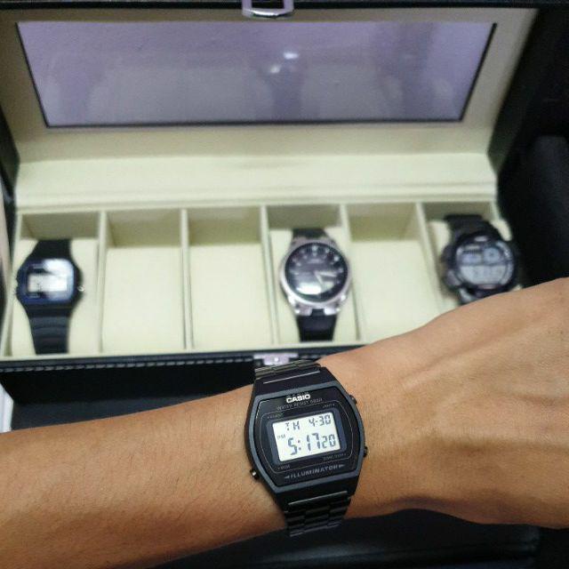 Casio VINTAGE B640WB-1A Unisex Digital Classic Black Stainless Steel Strap Original Casual Watch ...