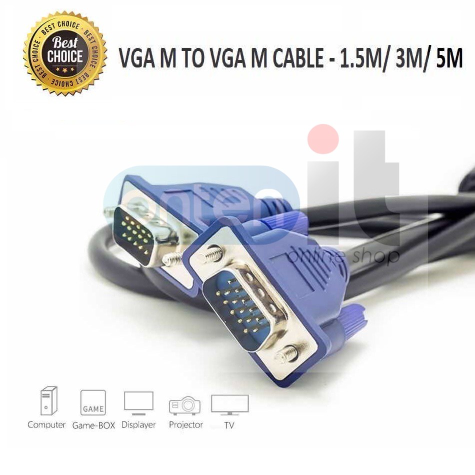 VGA MALE TO VGA MALE CABLE 15PIN VGA CABLE / VGA MALE TO HDTV FEMALE ...