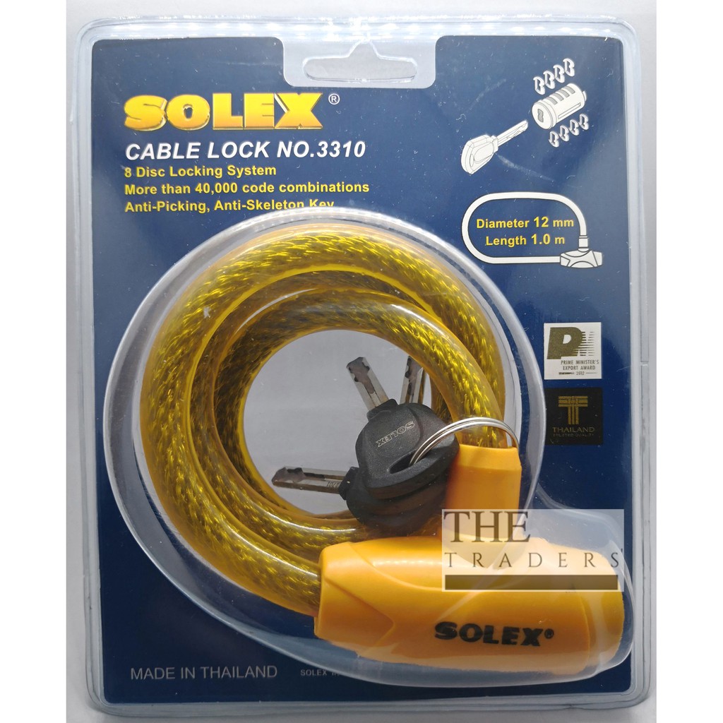 100% Original Solex Premium Cable Lock 3310/ Motorcycle Lock / Bicycle ...