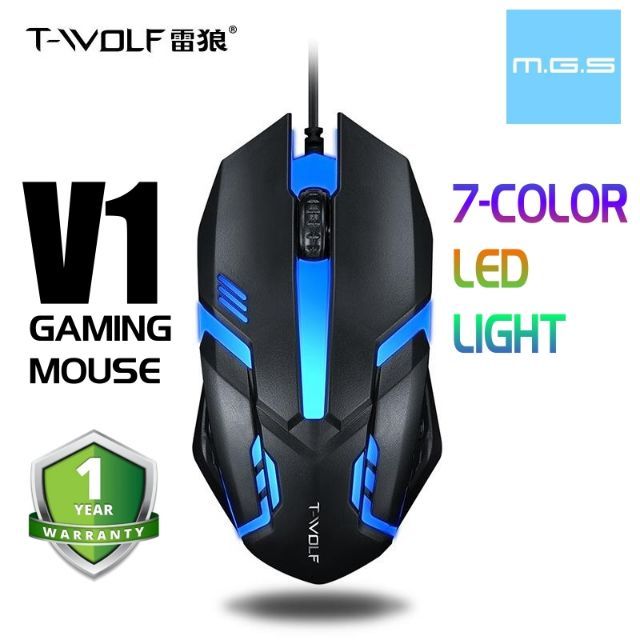 T-WOLF V1/V5/V7/V8/V9/V11 (7 LED RGB ) WIRED GAMING MOUSE - M100 M100R ...