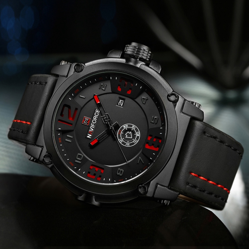NAVIFORCE Men Analog Watch Military Waterproof Week Display Watches Men
