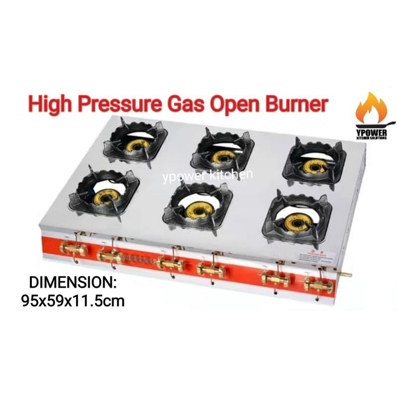6 Open Burner High Pressure Gas Stove/Free Gift!!Ready stock! | Shopee ...