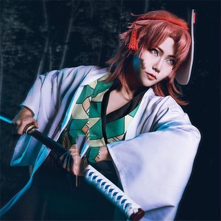 men Demon Slayer Kimetsu no Yaiba Sabito Cosplay Costume Kimono Cloak ...